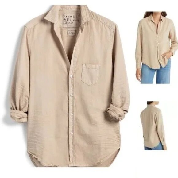Frank & Eileen | Tops | New Frank Eileen Eileen Tattered Denim Button ...